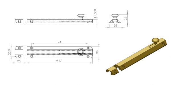 BCB040 Surface Slide Bolt - Armada Door Hardware